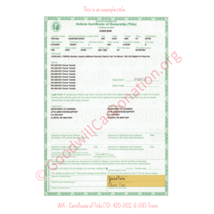 How To Sign Your Washington Vehicle Title - Goodwill Car Donation